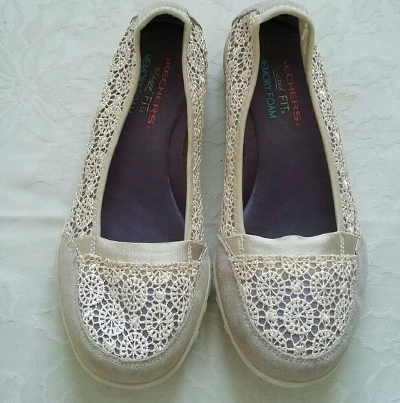 Skechers | Shoes | Skechers Macrame Crochet Memory Foam Flats | Poshmark